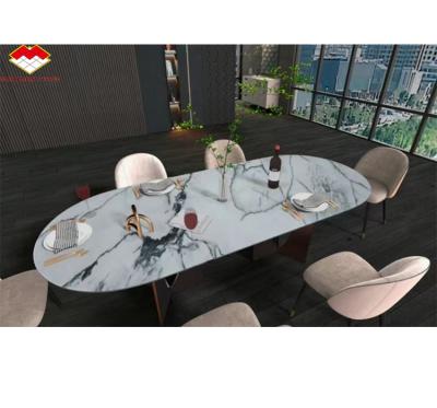 Cina Snow Mountain Bianco Marmo Grandi lastre per il design moderno Tavolo da pranzo Top pietra naturale in vendita