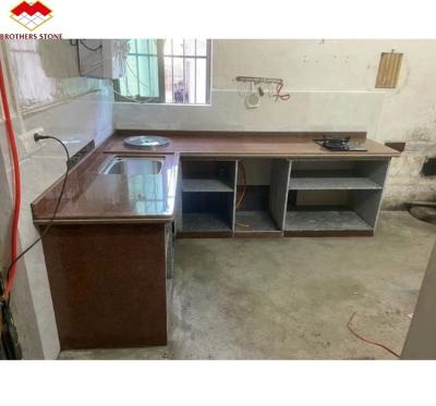 China Moderne gepolijste geslepen Chinese natuursteen op maat gesneden rode granietsteen voor keuken aan tafel Te koop