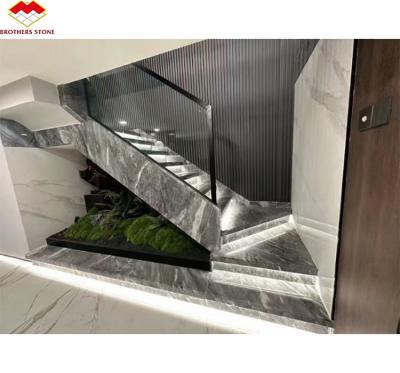 Cina Popolare spazio grigio marmo grande lastra per le moderne luci di scala grigio in casa e hotel in vendita