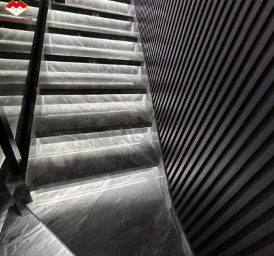 Cina Popolare spazio grigio marmo grande lastra per le moderne luci di scala grigio in casa e hotel in vendita