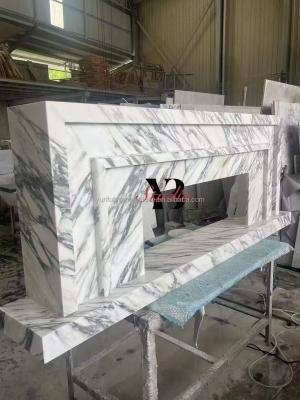 Cina Fuoco di marmo bianco di design moderno per installazione a parete in vendita