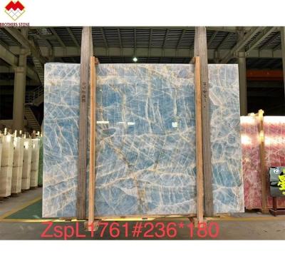 China Modern Floor Revolution Translucent Blue Jade Onyx Stone Tiles for Wall and Floor for sale