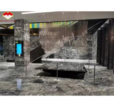 Cina Pietra naturale italiana abete argento nero grigio look marmo tessuto lastra per il pannello di parete di casa in vendita