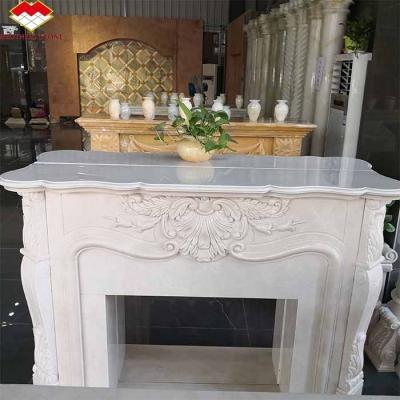 China Moderne binnenkamin van witte steen met room omgeven gepolijste open haard voor tafel villa Te koop