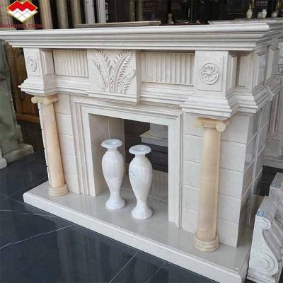 China Freestanding Modern Indoor Royal Botticino Marmore Decor Creme Shanna Beige Marmore para Chaminé Tabletop Surround à venda