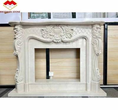 China Freestanding Modern Indoor Royal Botticino Marmore Decor Creme Shanna Beige Marmore para Chaminé Tabletop Surround à venda