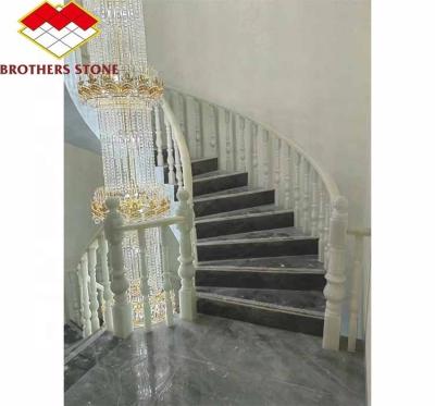 China Step Mounted Flooring Onyx Marble and White Marble Balustrade Railing Handrail for Stair for sale