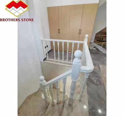 China Step Mounted Flooring Onyx Marble and White Marble Balustrade Railing Handrail for Stair for sale