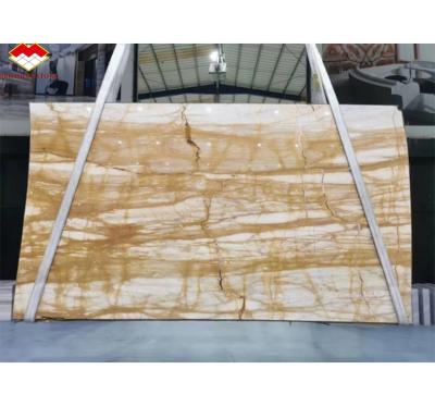 Cina Stile di design moderno Italia Luxury Big Slab Sienna Piastrelle di marmo dorato per pannelli di parete e tavoli dell'hotel in vendita