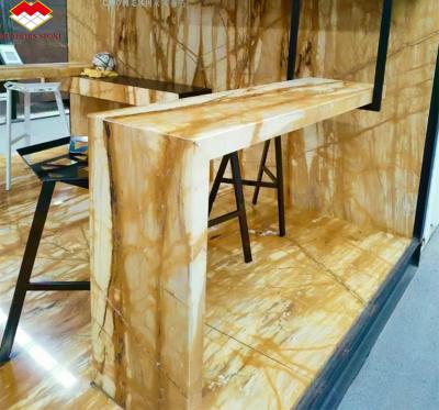 Cina Stile di design moderno Italia Luxury Big Slab Sienna Piastrelle di marmo dorato per pannelli di parete e tavoli dell'hotel in vendita