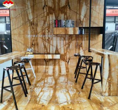 Cina Stile di design moderno Italia Luxury Big Slab Sienna Piastrelle di marmo dorato per pannelli di parete e tavoli dell'hotel in vendita