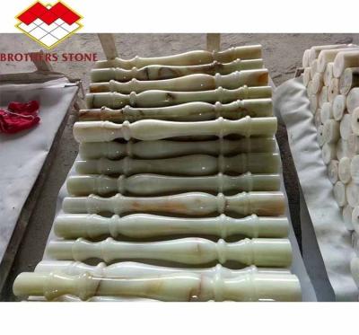 China White and Green Onyx Marble Handrail for Staircase Modern Polished Balustrades Column for sale