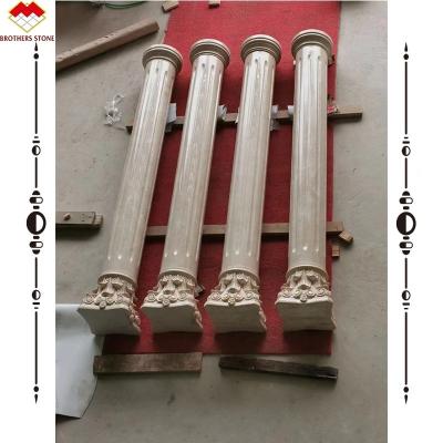 China Hotel Piedra de crema de color beige sólido Columna de mármol romana Diseño de tallado para la construcción en venta
