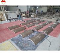 China Modern Design Customized Grey Marble Column Cladding Arc Hollow Marble Pillar Design for sale