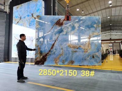 China Crystal Jade Onyx Slab Marble Stone azul retroiluminado para o fundo à venda