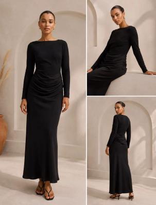 China Elegant Black Tight Long Dress Women Evening Party Gown for sale