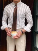 Quality Classic Striped Dress Shirt for Men with Button-Down Collar and Breathable for sale