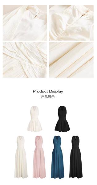 Quality Women's Sleeveless V-Neck Gathered Waist Maxi Dress - Customizable Colors and Sizes for sale