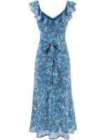 Quality Women's Floral Print V-Neck Maxi Dress with Ruffled Shoulder Straps for sale