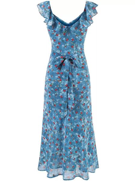 Quality Women's Floral Print V-Neck Maxi Dress with Ruffled Shoulder Straps for sale
