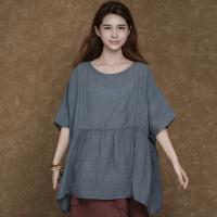 Quality Women's Loose-Fit Gathered-Waist Asymmetric Tunic Top for Casual Wear for sale