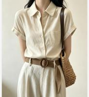 Quality Women's Relaxed Fit Lightweight Cotton Short Sleeve Button-Up Shirt for Casual for sale