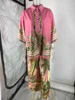 Quality Women’s Tropical Print Two-Piece Set with Wide-Leg Pants and Oversized Fit for sale
