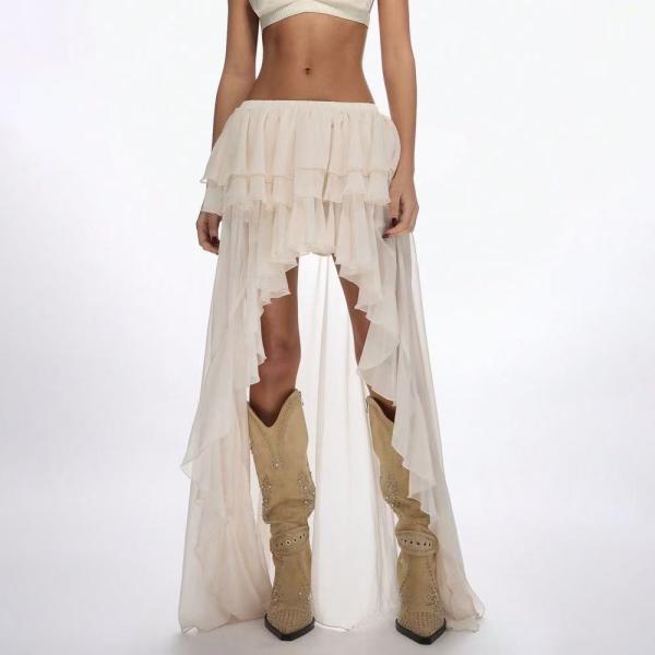 Quality Women's High-waist Layered Ruffle Mini Skirt with Lightweight Flowing Design for sale