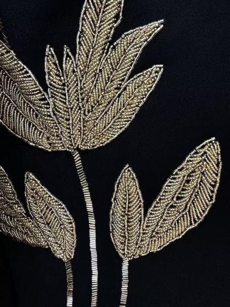 Quality Women's Embroidered Crop Jacket & Skirt Set with Golden Leaf Embroidery High for sale