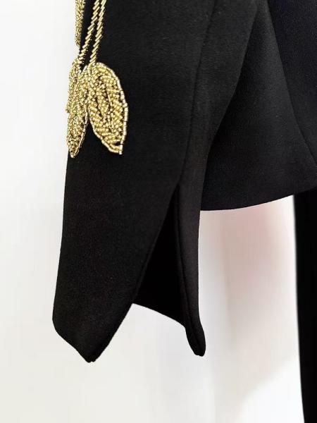 Quality Women's Embroidered Crop Jacket & Skirt Set with Golden Leaf Embroidery High for sale