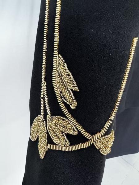 Quality Women's Embroidered Crop Jacket & Skirt Set with Golden Leaf Embroidery High for sale
