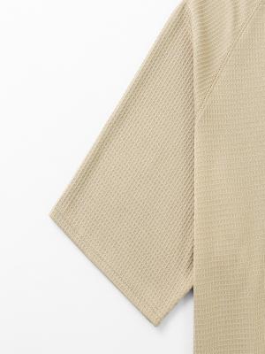 China Men's Waffle Knit Short Sleeve Cotton Blend T-Shirt for Casual Wear for sale