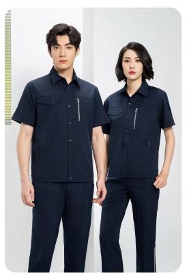 China Unisex Short Sleeve Work Uniform Set with Matching Trousers and Snap-Style Closure for Professional Workwear for sale
