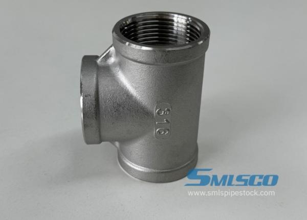 Quality 316 Stainless Steel Reducing Tee NPT Class 150 Threaded Casting Fitting for sale
