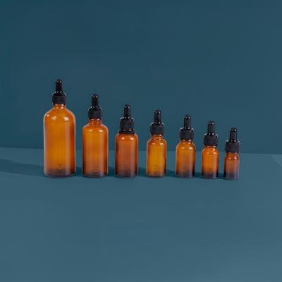 China 5-100ml essential oil dropper bottle brown glass cosmetics bottle for sale