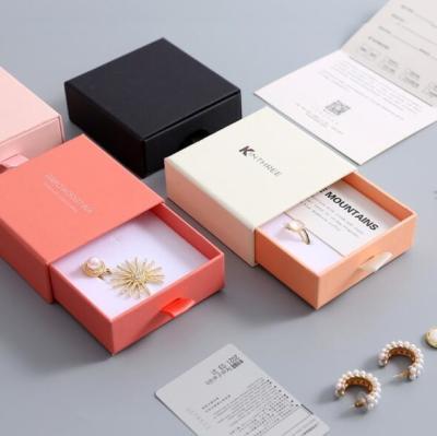 China Square Small Jewelry Packaging Boxes 250gsm Cardboard Paper Drawer Box for sale