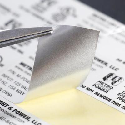 Cina Stampa delle etichette del foglio di alluminio dell'ANIMALE DOMESTICO di Matte Silver Sticker con il film dello scarico in vendita