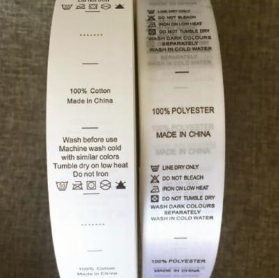 Cina L'etichetta di cura lavabile dell'abbigliamento ha personalizzato il materiale di nylon del taffettà del raso del cotone in vendita