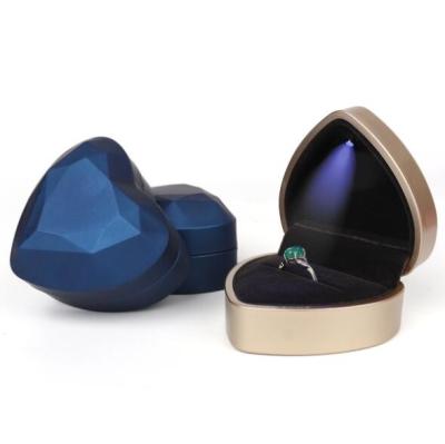 China baking varnish Heart Shaped Jewelry Box Painted Rubber With Small LED Light for sale