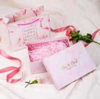 China Customizable Marble Pink Multimodal Empty Gift Box With Ribbon Rectangle for sale