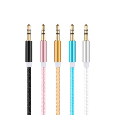 China Phone Car Speaker MP4 3.5MM Audio Cable Nylon 1m Aux Cable For Headphones for sale