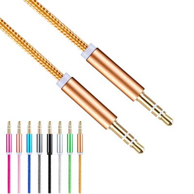 China Phone Car Speaker MP4 3.5MM Audio Cable Nylon 1m Aux Cable For Headphones for sale