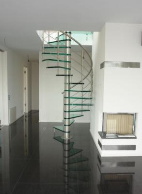 China Spiral StaircaseVH01S  Spiral Stainless Steel Stair Tread Beech Curved Glass Handrail 304 Stainless Steel for sale