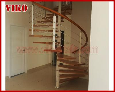 China Spiral Staircase VH10S  Spiral Stainless Steel Stair Tread Beech Curved Glass Handrail 304 Stainless Steel Railing Glass for sale