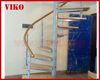 China Spiral StaircaseVH14S 304 Stainless Steel  Spiral Stainless Steel Stair Tread Beech Curved Glass Handrail Railing Glass for sale