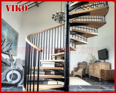 China Spiral StaircaseVH20S Baluster Carbon Steel Tread Beech 304 Stainless Steel Stainless Steel Stair Handrail Railing Glass for sale