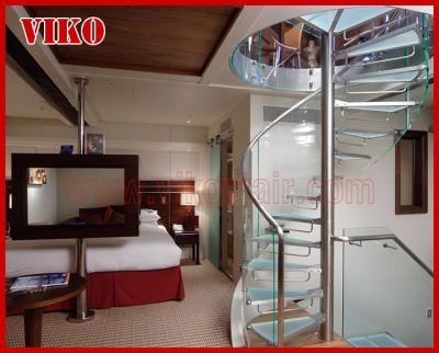 China Spiral Staircase VH23S    Tread Tempered glass  304 Stainless Steel Stainless Steel Stair  Handrail Railing Glass for sale