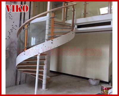 China Spiral Staircase VH25S    Tread Beech Tempered glass 304 Stainless Steel Stainless Steel Stair  Handrail Railing Glass for sale