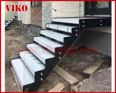 China Double Steel Plate Staircase VK22S Railing tempered glass,  Stringer,carbon 304 Stainless Steel for sale