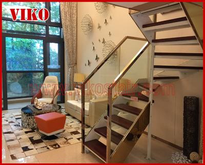 China Double Steel Plate Staircase VK23S Railing tempered glass,  Stringer,carbon 304 Stainless Steel for sale